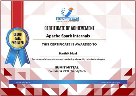 Karthik Mani On Linkedin Back On Track 🎉 Ive Just Wrapped Up The Apache Spark Internals Module