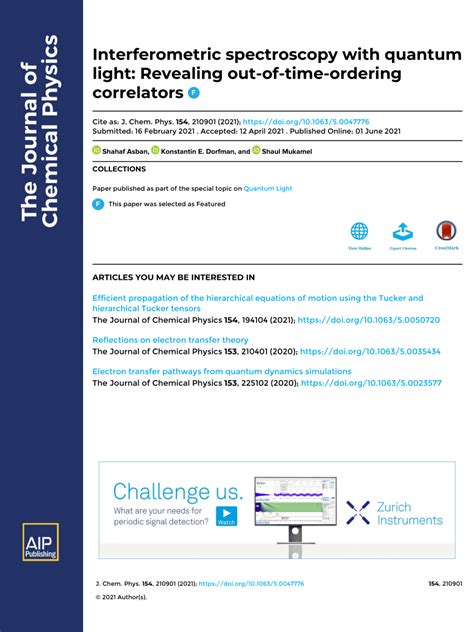 Pdf Interferometric Spectroscopy With Quantum Light Revealing Out Of Time Ordering Correlators