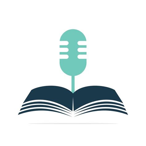교육 팟캐스트 아이콘 로고 디자인 마이크 책 로고 템플릿 벡터 그림 프리미엄 벡터