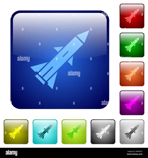 ballistic missile icons in rounded square color glossy button set stock vector image and art alamy