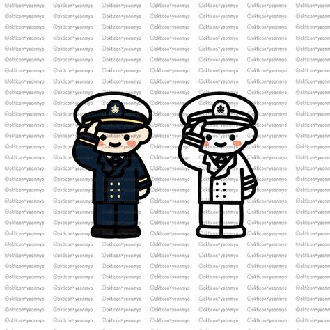 오케이티콘 군인 해군 남 아이콘 개별 컬러라인