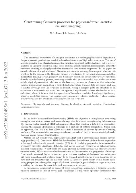 Pdf Constraining Gaussian Processes For Physics Informed Acoustic Emission Mapping