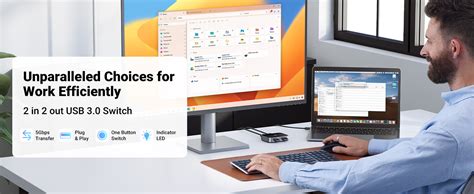 Ugreen Usb 3 0 Switch 2 In 2 Out Usb Switcher 2 Computers Sharing Keyboard And