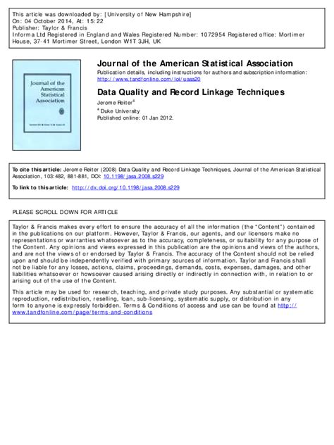 Pdf Data Quality And Record Linkage Techniques