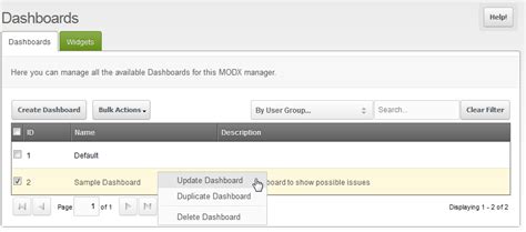 Managing Dashboards In Modx Web Hosting Hub