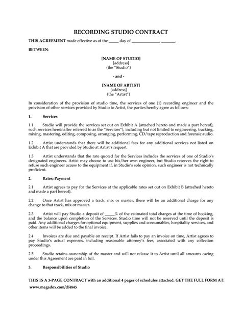 Live Sound Engineer Contract Template
