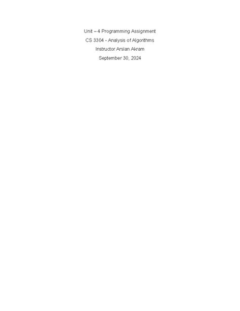 Cs 3304 Unit 4 Programming Assignment Prims Algorithm Implementation