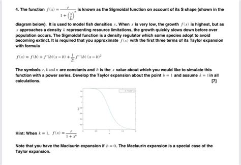 Solved 4 The Function F X Is Known As The Sigmoidal