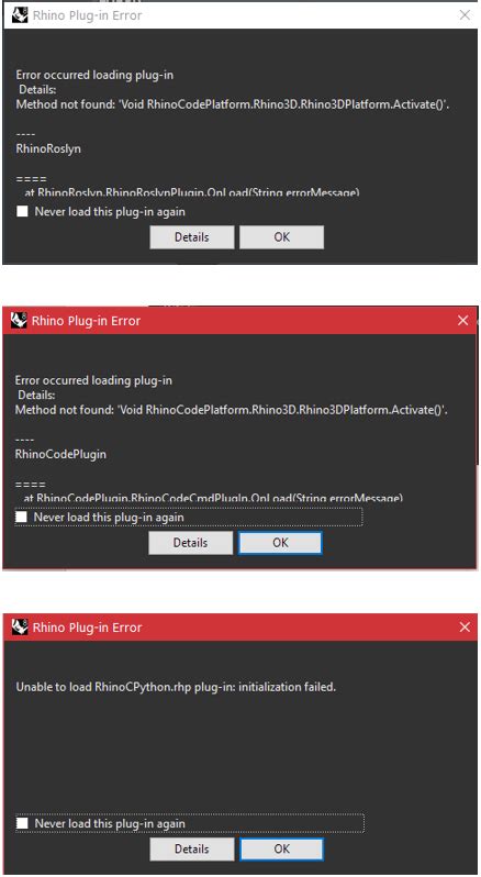 Rhino Plug In Error On Startup Rhino Mcneel Forum