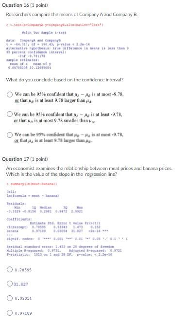 Solved Question 14 1 Point Find E X For A Randomi Variable