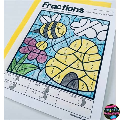 Fractions Color By Number Worksheets Fractions Coloring Identifying