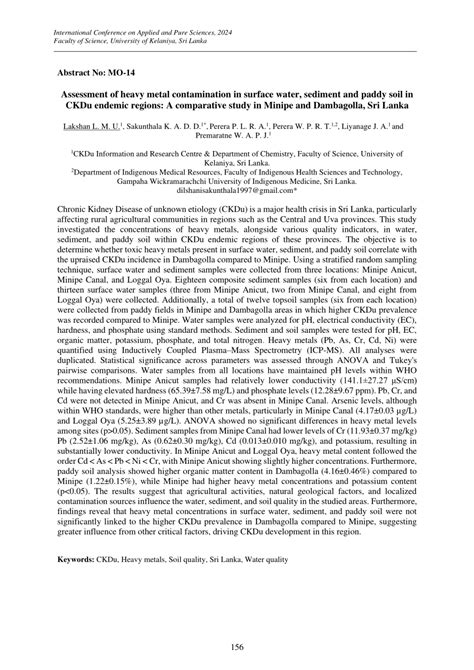 Pdf Assessment Of Heavy Metal Contamination In Surface Water