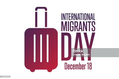 국제 이민자의 날 12월 18일 휴일 개념 배경 배너 카드 텍스트 비문이있는 포스터용 템플릿 벡터 Eps10 그림입니다 12월에 대한 스톡 벡터 아트 및 기타 이미지
