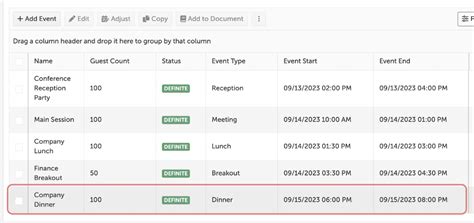 adding and removing events from booking documents tripleseat support