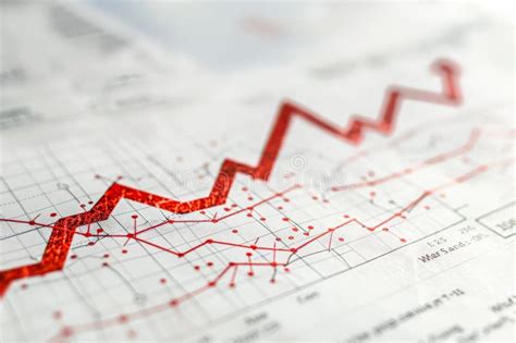 Graph With Red Lines And Dots Is On A White Background Stock Image