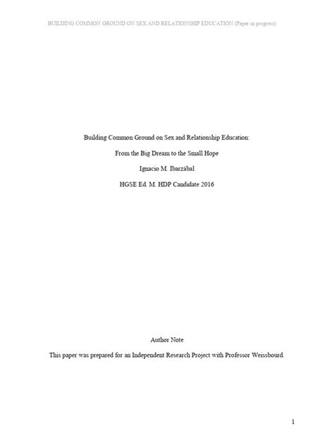 Building Common Ground On Sex And Relationship Education Ignacio Ibarzabal Pdf Sex