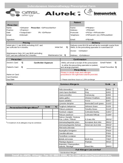 Immunotherapy Prescription Saaaai Doc Template Pdffiller