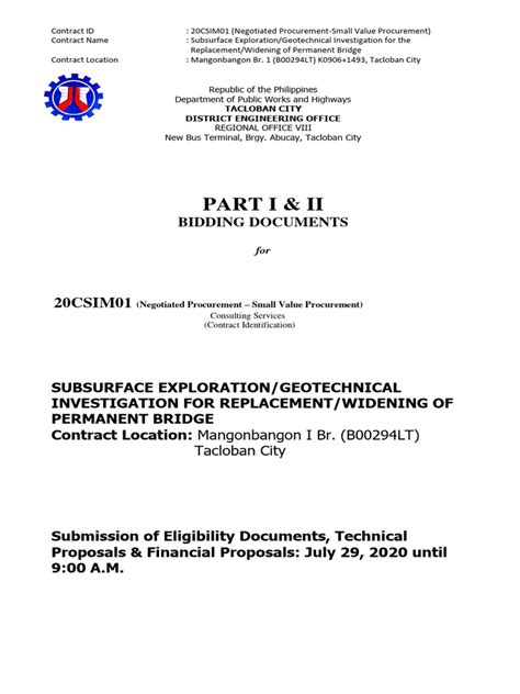 20csim01 Small Value Bidding Documents Part 1 And 2 Pdf Joint