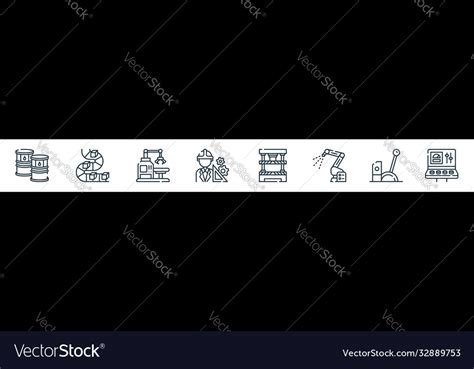 Industrial Process Line Icons Linear Set Quality Vector Image