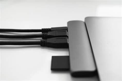 Premium Photo Laptop With Usb Typec Adapter With Pluged Usb Cables And Sd Card The Usb Adapte