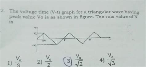 The Voltage Time V−t Graph For A Triangular Wave Having Peak Value Vo I