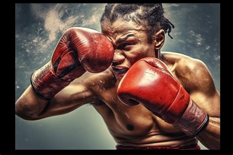 Premium Ai Image Extremely Powerful Punch On The Boxing Ring
