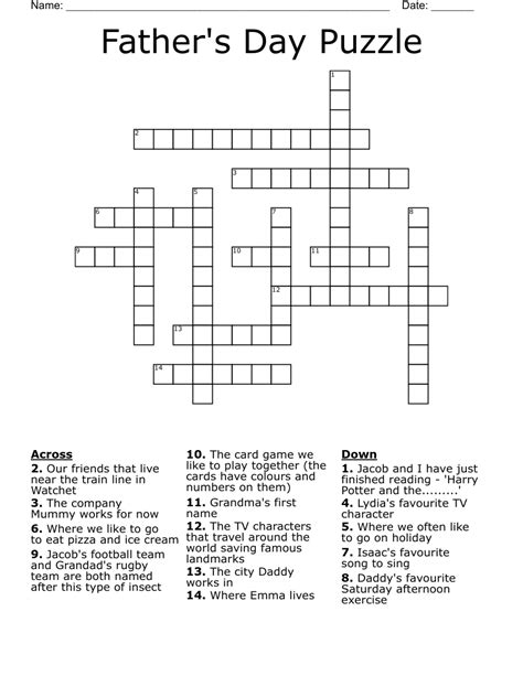 Fathers Day Puzzle Crossword Wordmint