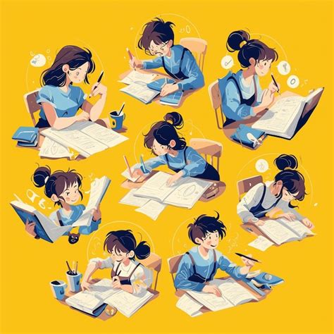 Premium Vector Teachers Preparing Homework Assignment Sheets