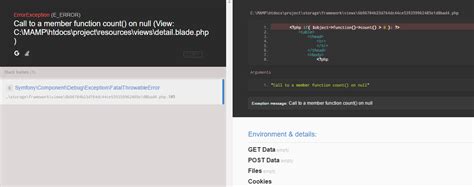 laravel blade template debugging