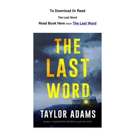 Pdf Download The Last Word By Taylor Adams Pdf Docdroid