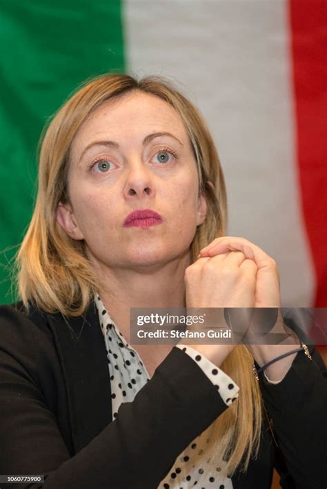 Portrait Of Giorgia Meloni President Of The Right Wing Political