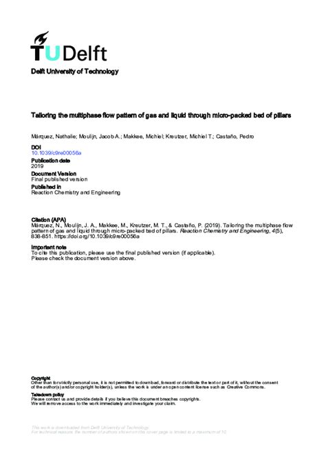 Pdf Tailoring The Multiphase Flow Pattern Of Gas And Liquid Through Micro Packed Bed Of Pillars