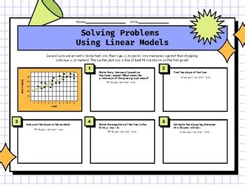 Solving Problems Using Linear Models Math Worksheet By ENTER ONE