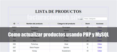 Como Actualizar Productos Usando Php Y Mysql Facturación Web