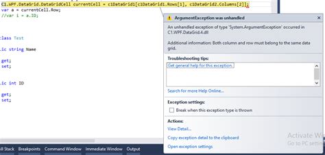 Datagridcell Constructor System Argumentexception Wpf Edition Componentone Studio Mescius