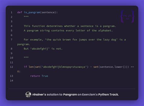 nhainer s solution for pangram in python on exercism