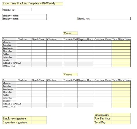 5 Excel Templates For Time Tracking Free Download