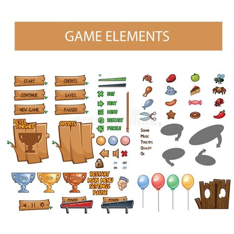 Game Interface Elements Buttons Icons Stock Illustration Illustration Of Computer Icons