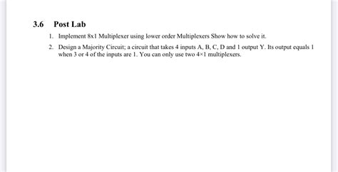 Solved 36 ﻿post Labimplement 8x1 ﻿multiplexer Using Lower