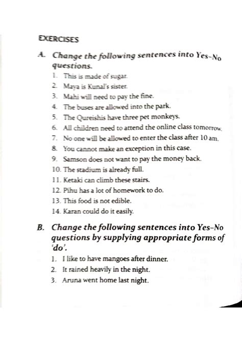 Grammar Tyba Notes EXERCISES A Change The Following Sentences Into Questions This Is