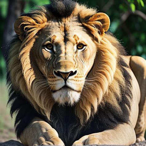 Majestic Lion Resting Gracefully In Its Natural Habitat Under Soft Light