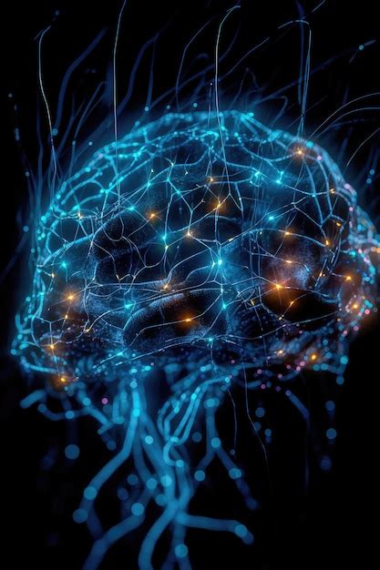 Premium Ai Image Fictional Glowing Brain Background With A Network Of