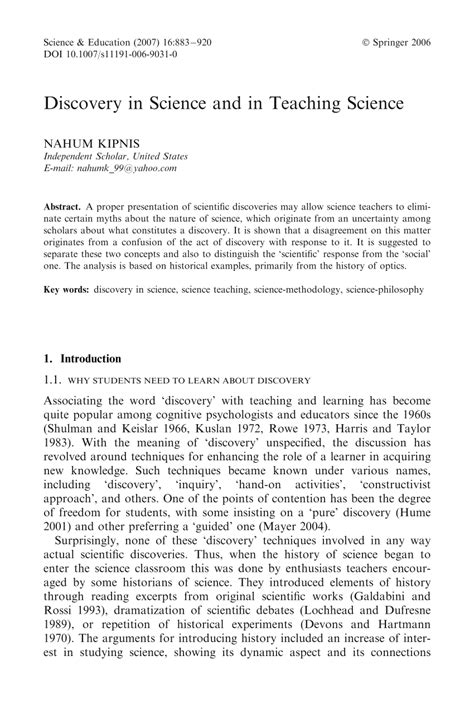 Pdf Discovery In Science And In Teaching Science