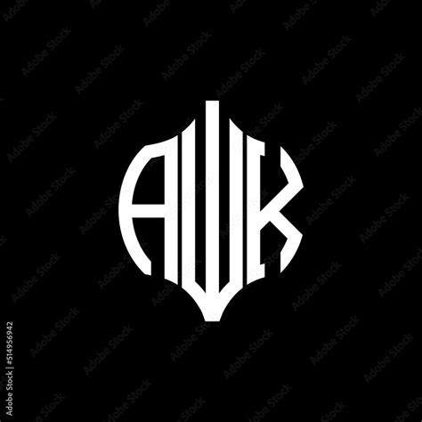 Awk Letter Logo Awk Best Black Ground Vector Image Awk Monogram Logo