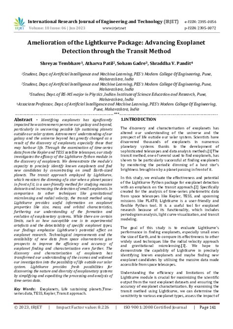 Pdf Amelioration Of The Lightkurve Package Advancing Exoplanet Detection Through The Transit