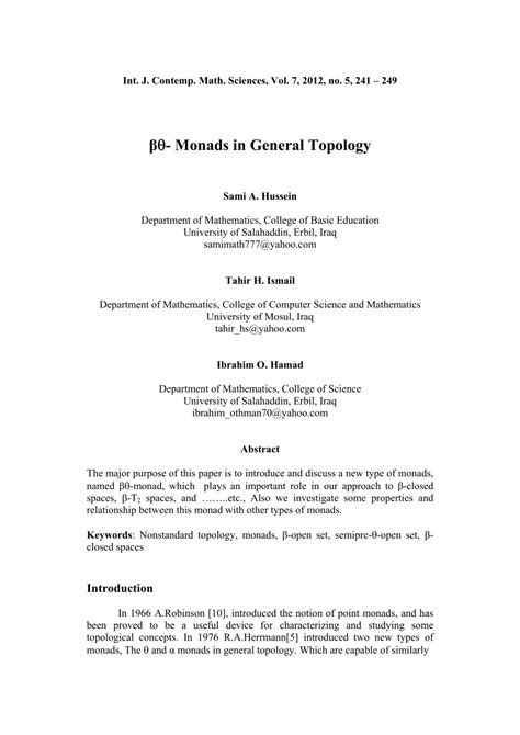 Pdf βθ Monads In General Topology