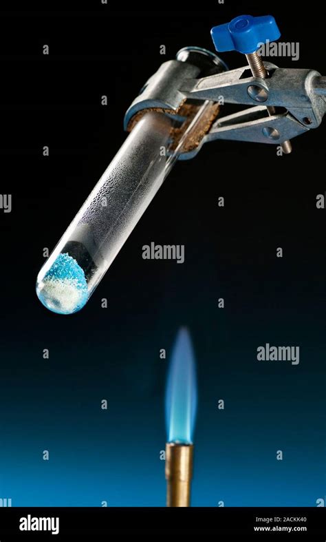Heating Copper Sulphate Hydrated Copper II Sulphate CuSO4 Blue That Has Been Heated In A