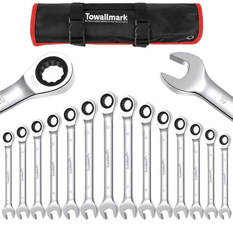 Mescukay Flex Head Wrench Set Of 12 Ratcheting Combination Set Metric