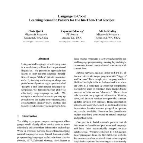 Language To Code Learning Semantic Parsers For If This Then That Recipes Acl Anthology