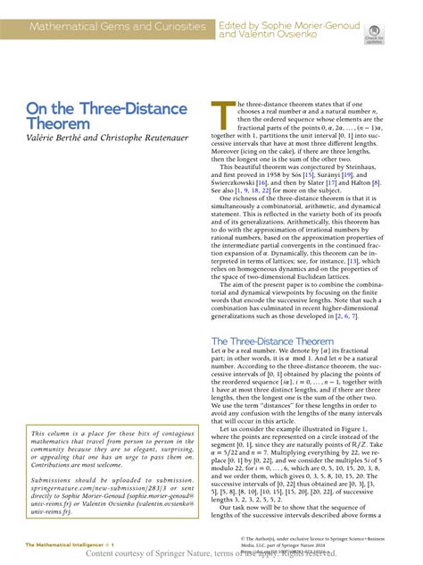 On The Three Distance Theorem